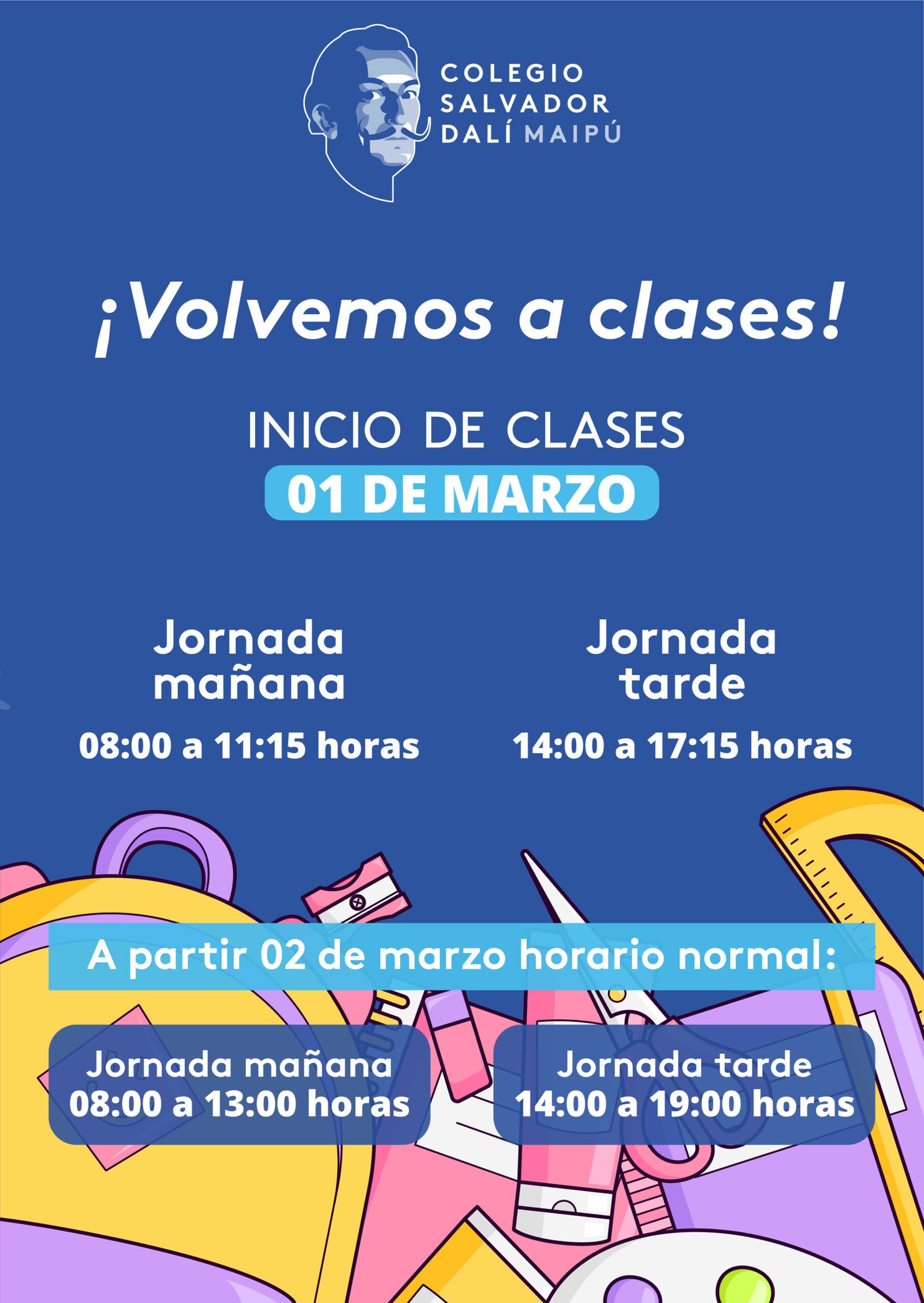Inicio de clases 2023 – Colegio Salvador Dali Inicio de clases 2023 – Colegio Salvador Dali